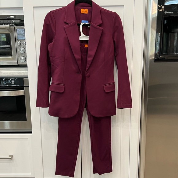Mary Crafts | Pants & Jumpsuits | Womens 2pc Burgundy Button Down ...